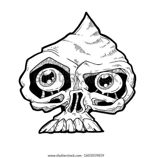 Skop Skull Drawing Style Vector Design Stock Vector (Royalty Free ...