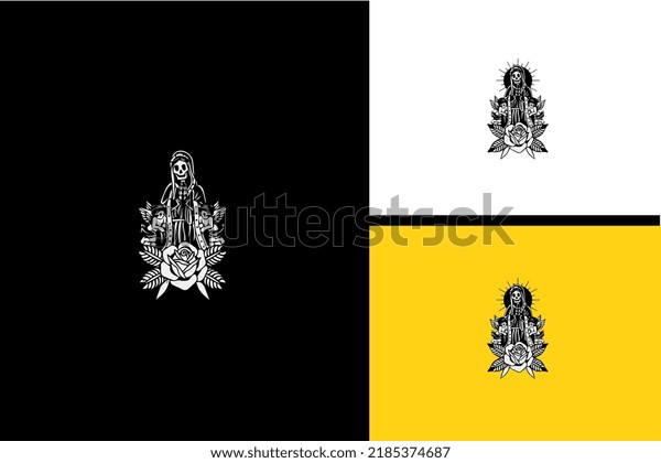 Skull Angel Vector Black White 库存矢量图（免版税）2185374687 | Shutterstock