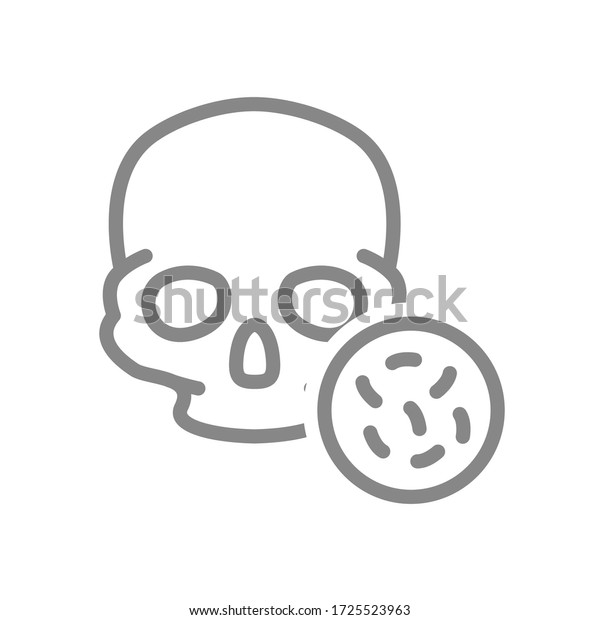 Skull Bacteria Line Icon Bones Head Stock Vector (Royalty Free ...