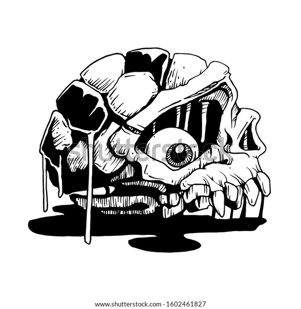 Skull Ball Drawing Style Vector Design Stock Vector (Royalty Free ...