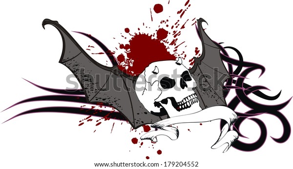 Skull Bat Wings Sticker Tattoo Vector Stock Vector (Royalty Free ...