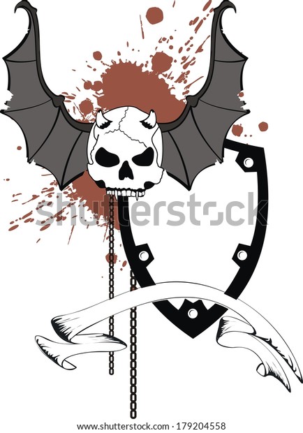 Skull Bat Wings Sticker Tattoo Vector: vector de stock (libre de ...