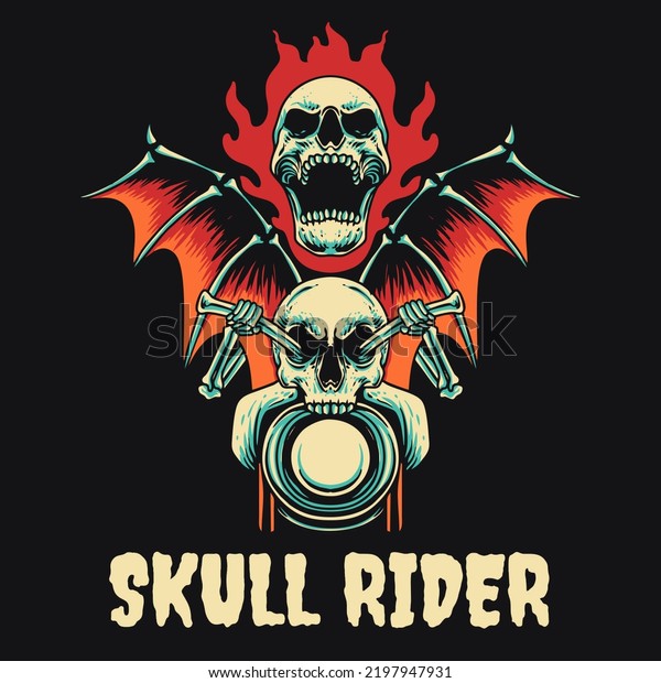 Skull Biker Fire Retro Illustration Stock Vector (Royalty Free ...