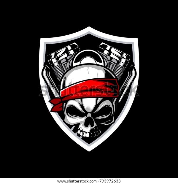 Skull Biker Motorcycle Vector Logo Template Stock Vector (Royalty Free ...