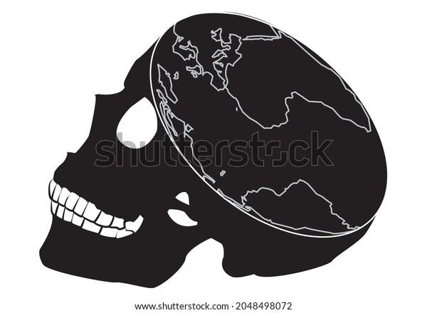 Skull Black Icon Planet Earth Beret Stock Vector (Royalty Free ...