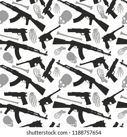 Skull Bones Machine Gun Seamless Pattern Stock Vector (Royalty Free ...