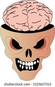 Skull Brain Halloween Stock Vector (Royalty Free) 1523657315