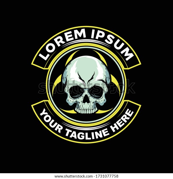 Skull Cartoon Character Biohazard Logo Template Stock Vector (Royalty ...