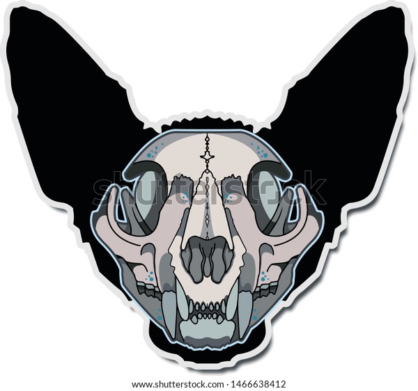 Skull Cat Sticker Vector Clipart Stock Vector (Royalty Free) 1466638412 ...