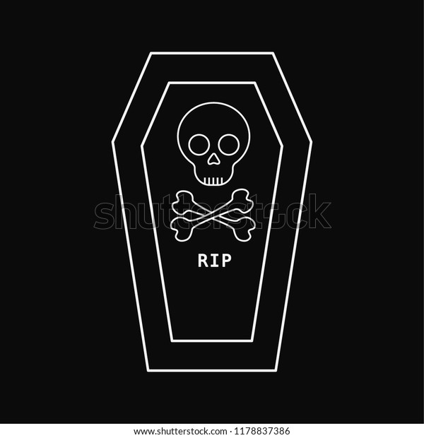 Skull Coffin Rip Icon Black Background Stock Vector (Royalty Free ...
