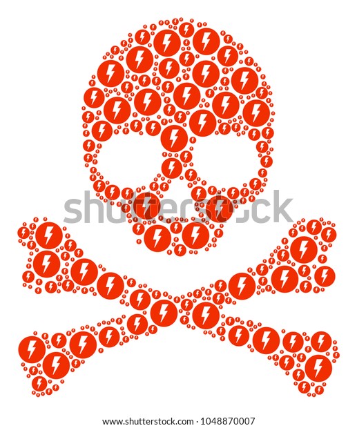 Skull Composition Combined Electricity Pictograms Vector Stock Vector ...