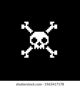 Skull Crossbones Pixel Art Style Icon Stock Vector (Royalty Free ...