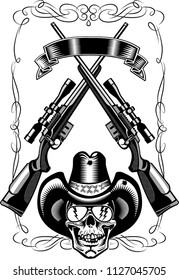 Skull Crossed Guns Stock Vector (Royalty Free) 1127045705 | Shutterstock