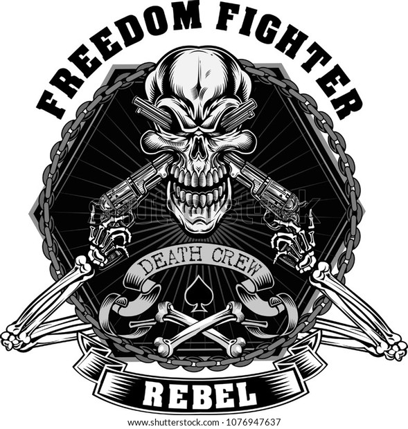 Skull Crossed Guns Stock Vector (Royalty Free) 1076947637 | Shutterstock