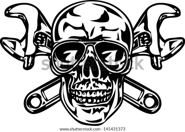 Skull Crossed Wrenches Stock Vector (Royalty Free) 145431373 | Shutterstock