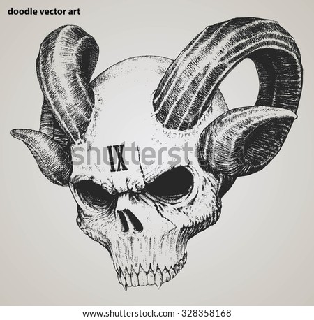 Skull Demon Evil Doodle Horror Stock Vector (Royalty Free) 328358168 ...