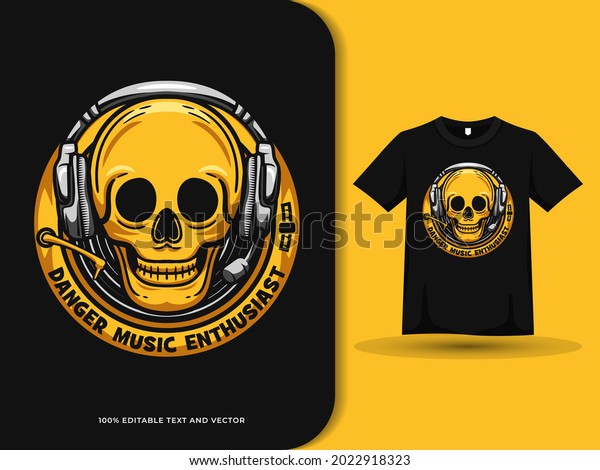 Skull Dj Logo Tshirt Design Template Stock Vector (Royalty Free ...