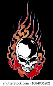 Illustration Which Combined Flame Skull Stock Vector (Royalty Free ...