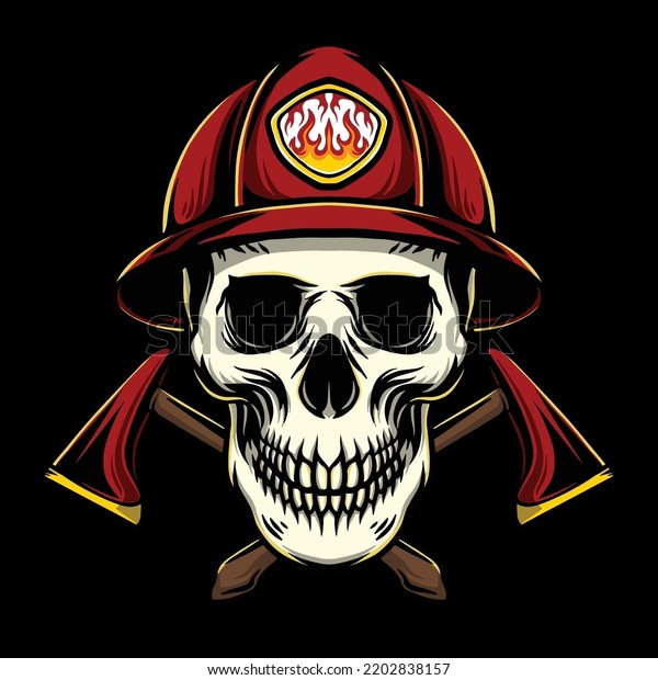 Skull Firefighter Vector Art Illustration Stock Vector (Royalty Free ...