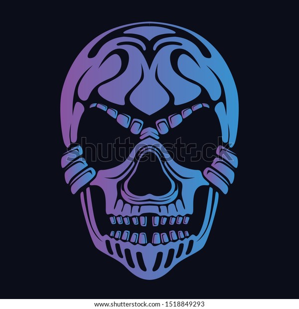 Skull Glow Color Artwork Illustration Stock Vector (Royalty Free ...