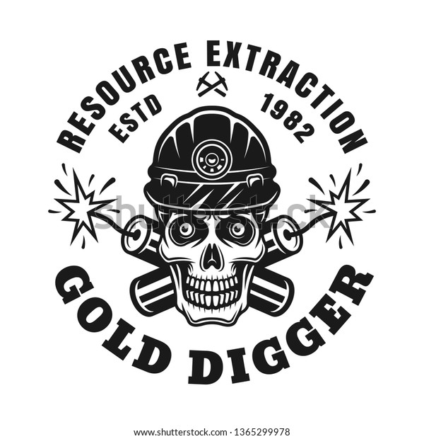 Skull Gold Miner Two Crossed Dynamites Stock Vector (Royalty Free ...