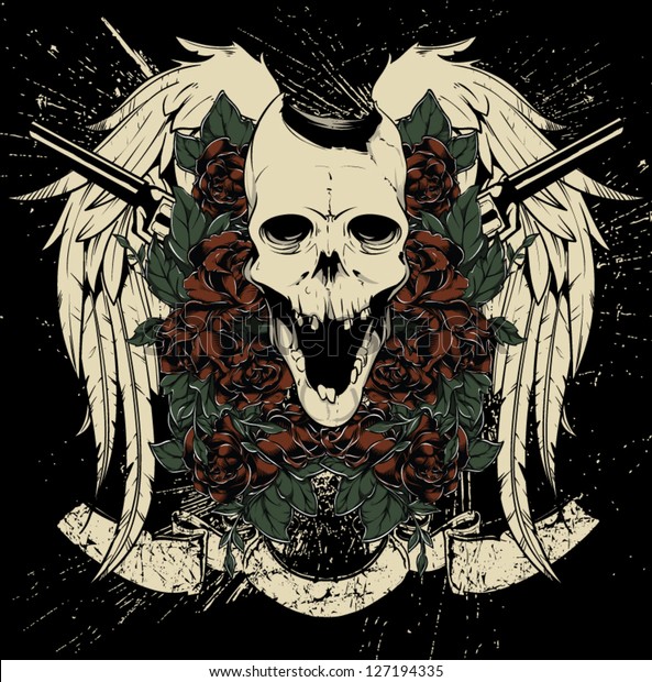 Skull Guns Vector Stock Vector (Royalty Free) 127194335 | Shutterstock