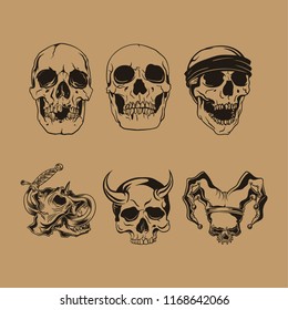 Skull Hand Drawn Collection Stock Vector (Royalty Free) 1168642066 ...