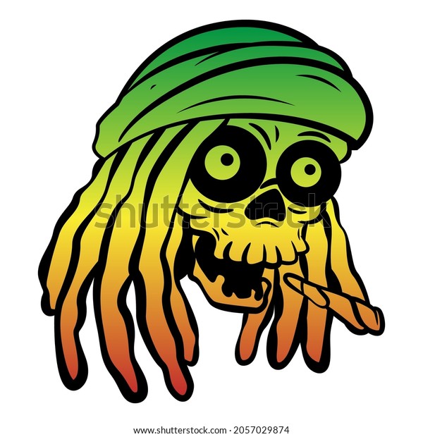 Skull Head Cartoon Characters Dreadlock Hairstyle Stock Vector (Royalty ...