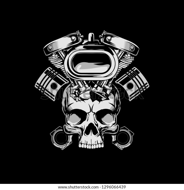 Skull Head Motorcycle Engine Piston Vector Stock Vector (Royalty Free ...