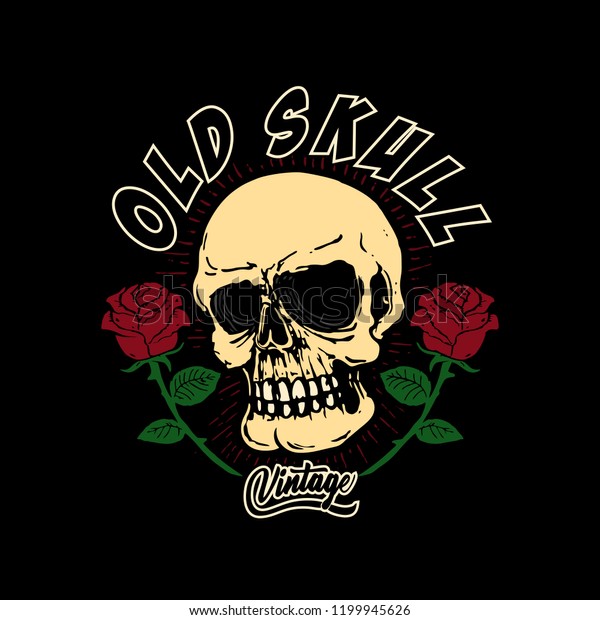Skull Head Red Rose Stock Vector (Royalty Free) 1199945626 | Shutterstock