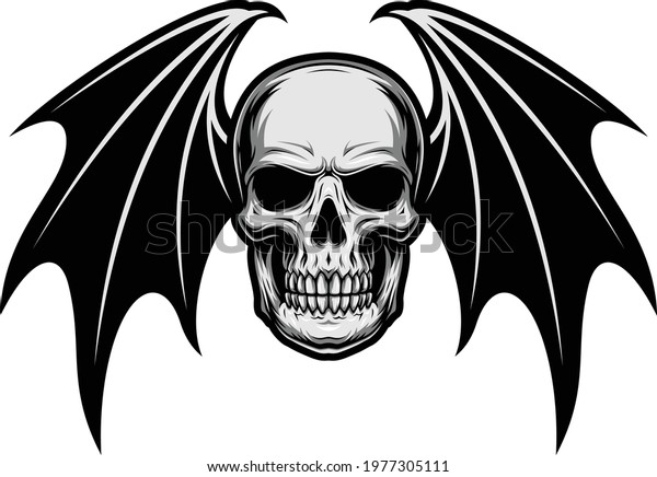 Skull Head Vector Bat Wings Stock Vector (Royalty Free) 1977305111 ...
