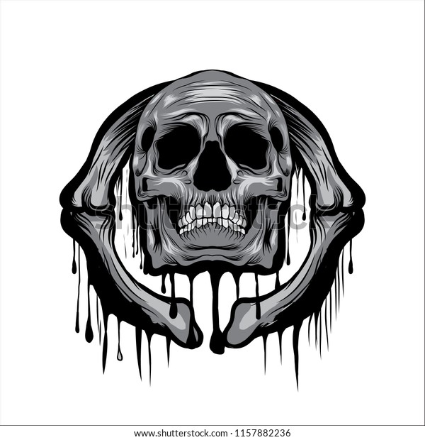 Skull Head Vector Illustration On Circle Stock Vector (Royalty Free ...