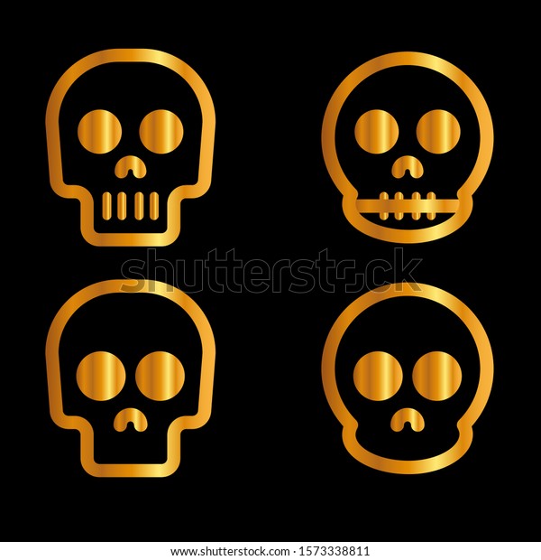 Skull Icon Set Golden Vector Eps Stock Vector (Royalty Free) 1573338811 ...