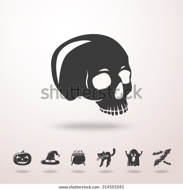 Skull Icon Shadow Set Halloween Icons: vector de stock (libre de ...