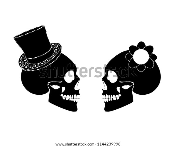 Skull Icon Wedding Couple Background Stock Vector (Royalty Free) 1144239998