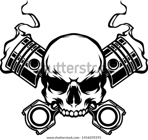 Skull Illustration Smokey Piston Vector Tattoo 库存矢量图（免版税）1456039295 ...