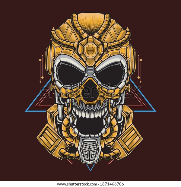 Skull Illustration Using Ronin Robot Style Stock Vector (Royalty Free ...