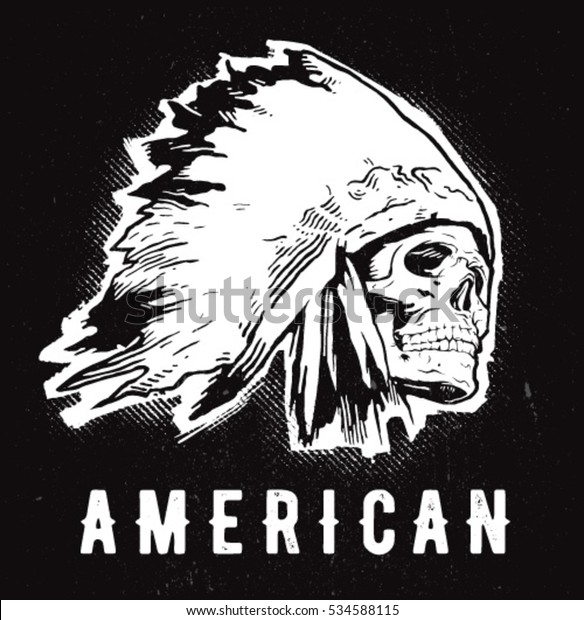 Skull Indian Chief Hand Drawing Style Stock Vector (Royalty Free) 534588115