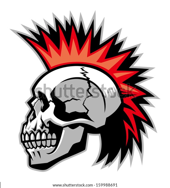 Skull Mohawk Hairstyle Stock Vector (Royalty Free) 159988691 | Shutterstock