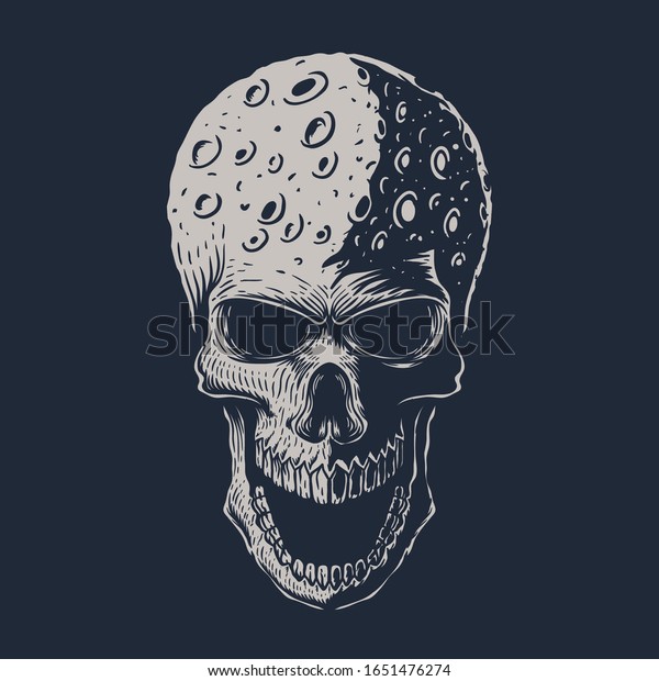 Skull Moon Head Vector Illustration Your Stock Vector (Royalty Free ...