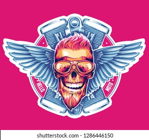 Skull Motorcycle Engine Wings Stock Vector (Royalty Free) 1286446150 ...