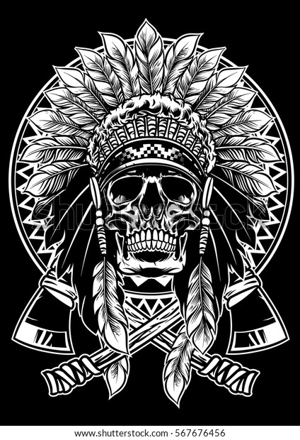 Skull Native American Warrior Tomahawk Stock Vector (Royalty Free ...