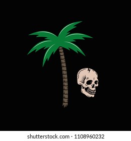 Skull Palm Tree Color Logo Icon Stock Vector (Royalty Free) 1108960232 ...