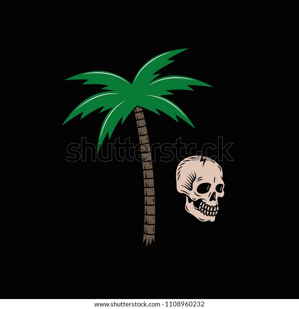 Skull Palm Tree Color Logo Icon Stock Vector (Royalty Free) 1108960232 ...