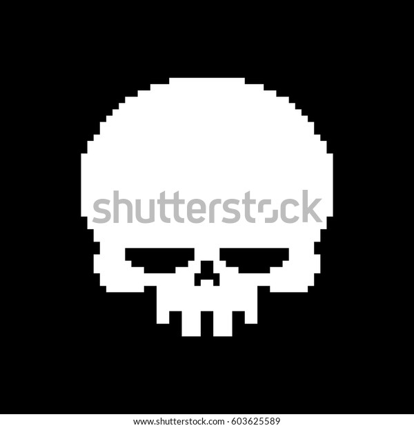 Skull Pixel Art Head Skeleton Pixelated: vector de stock (libre de ...
