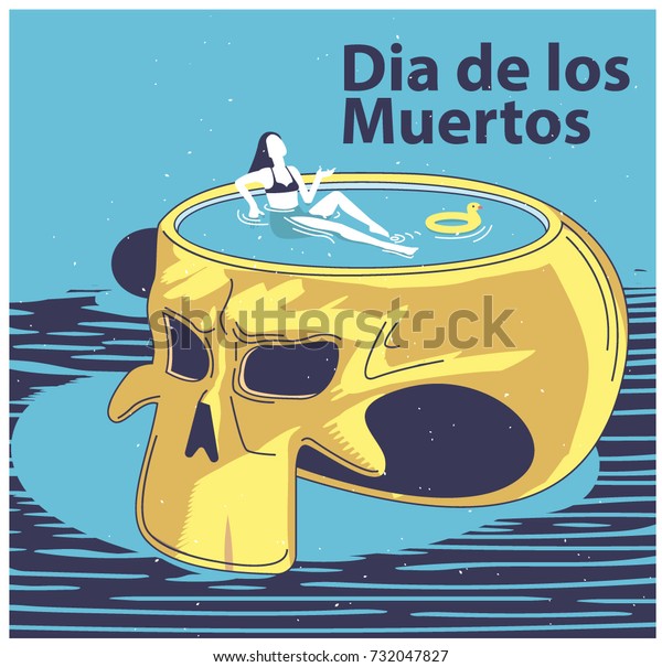 Skull Pool Illustration Dia De Muertos: เวกเตอร์สต็อก (ปลอดค่าลิขสิทธิ์ ...