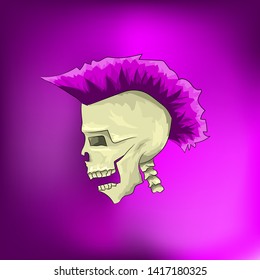 Skull Punk Pink Mohawk Stock Vector (Royalty Free) 1417180325 ...