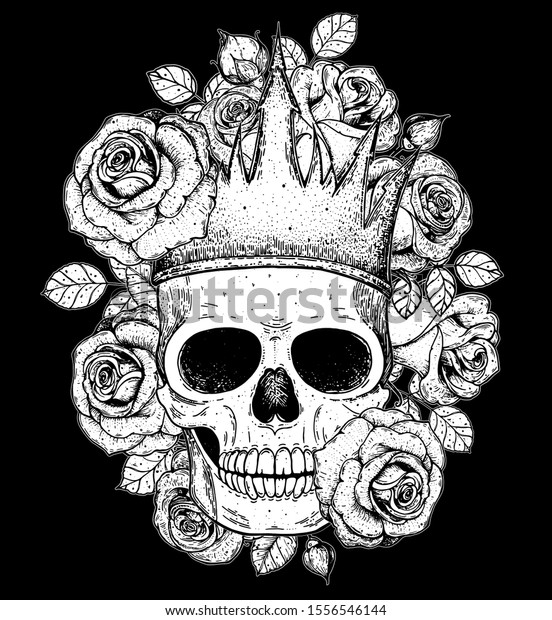 Skull Queen Hand Drawn Illustration Tattoo Stock Vector (Royalty Free ...