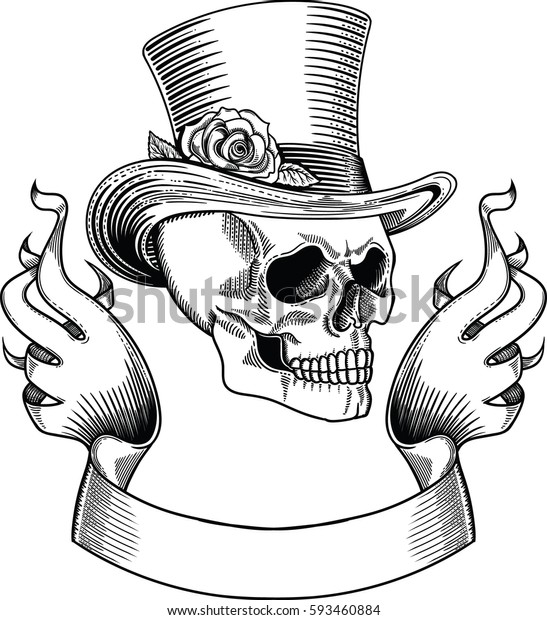 Skull Ribbon Stock Vector (Royalty Free) 593460884