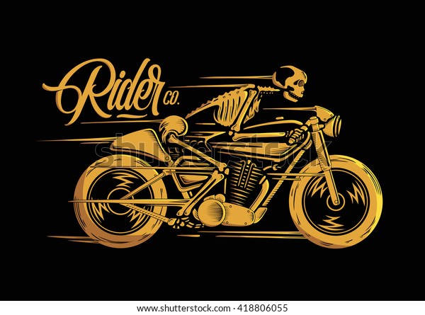 Skull Riding Motorcycle Stock Vector (Royalty Free) 418806055